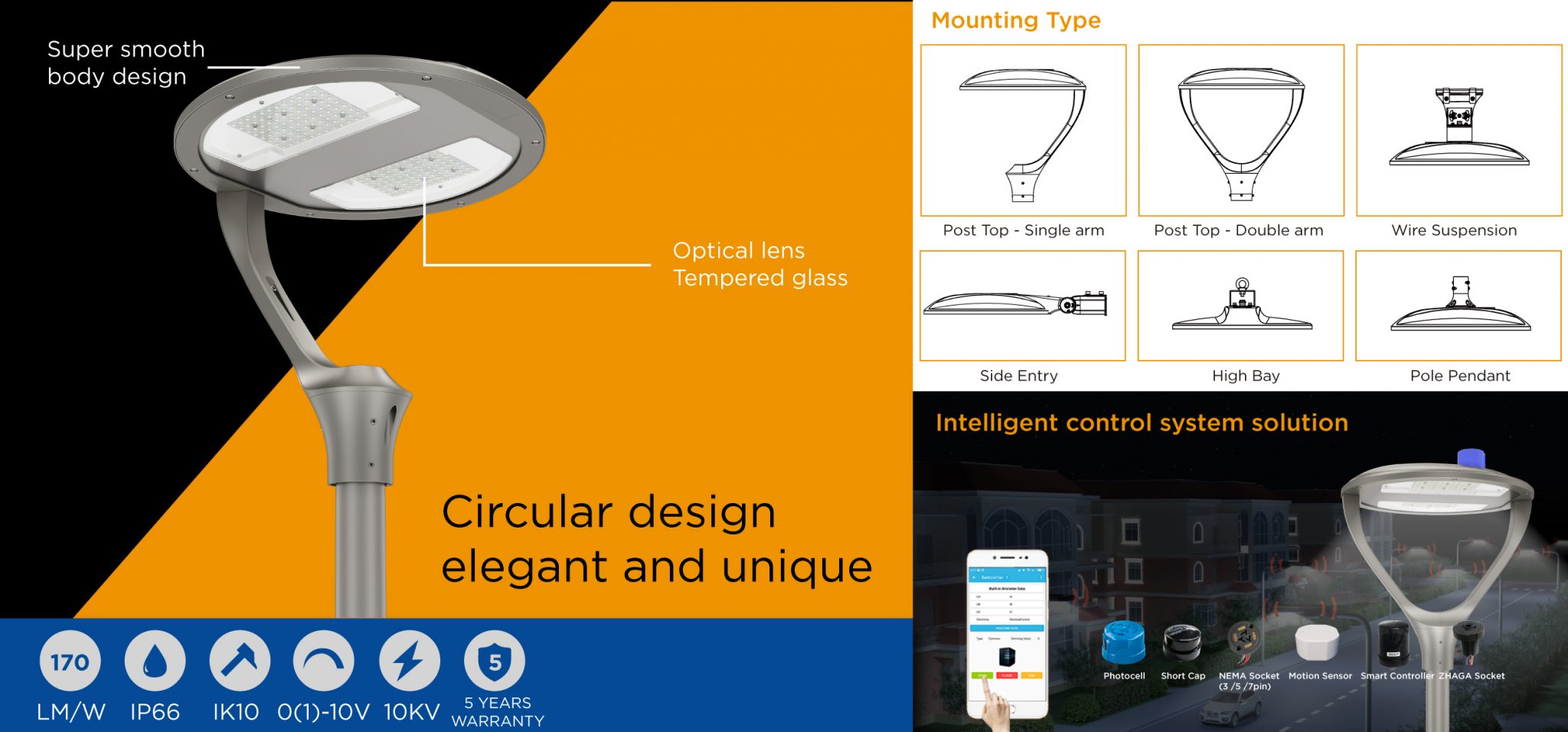Single Arm & Double Arm Post Top LED Lights | ZGSM