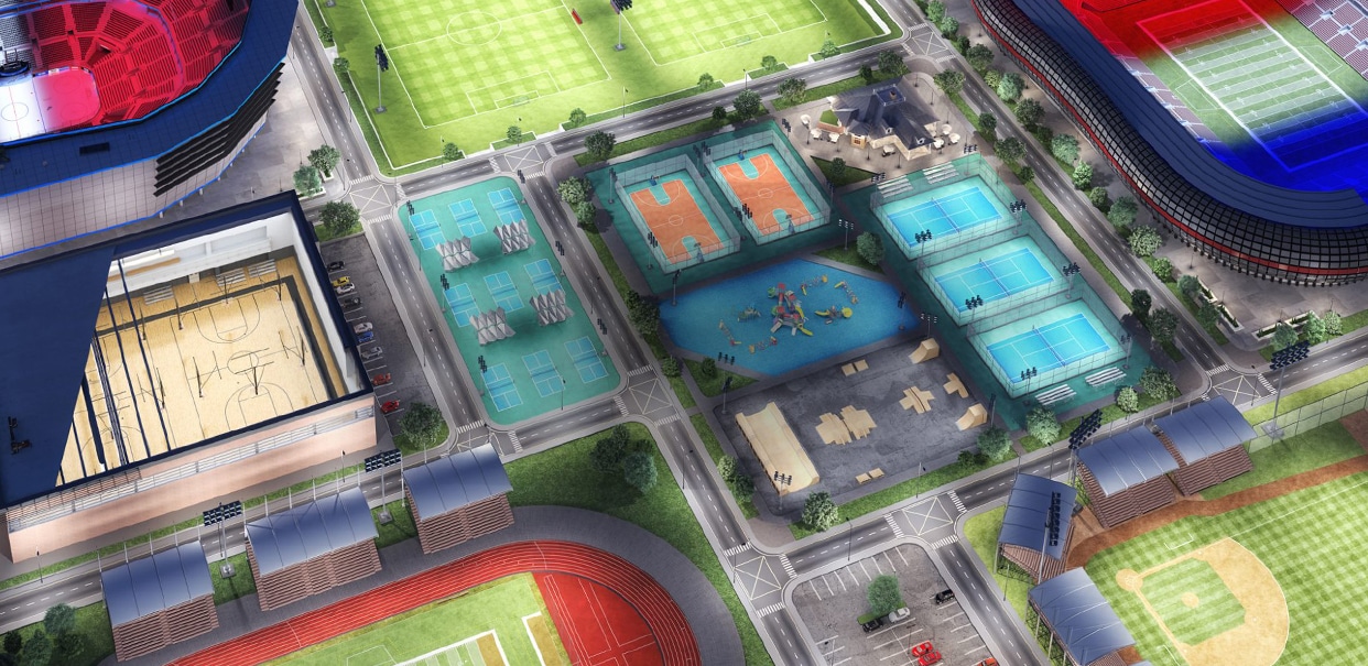 Right sports lighting fixtures | Sports complex | ZGSM